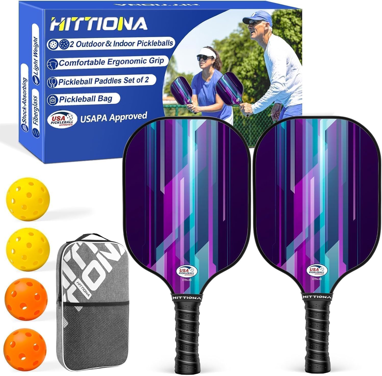 Amazon.com : HITTIONA Pickleball Paddles - Fiberglass Pickleball ...