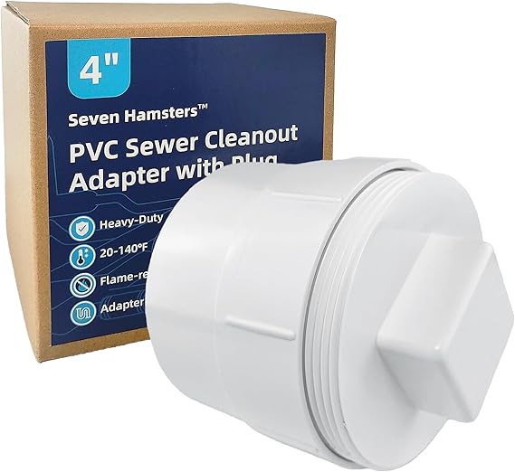 Amazon.com: 4" PVC Sewer Cleanout Adapter with Plug Pipe Fitting ...