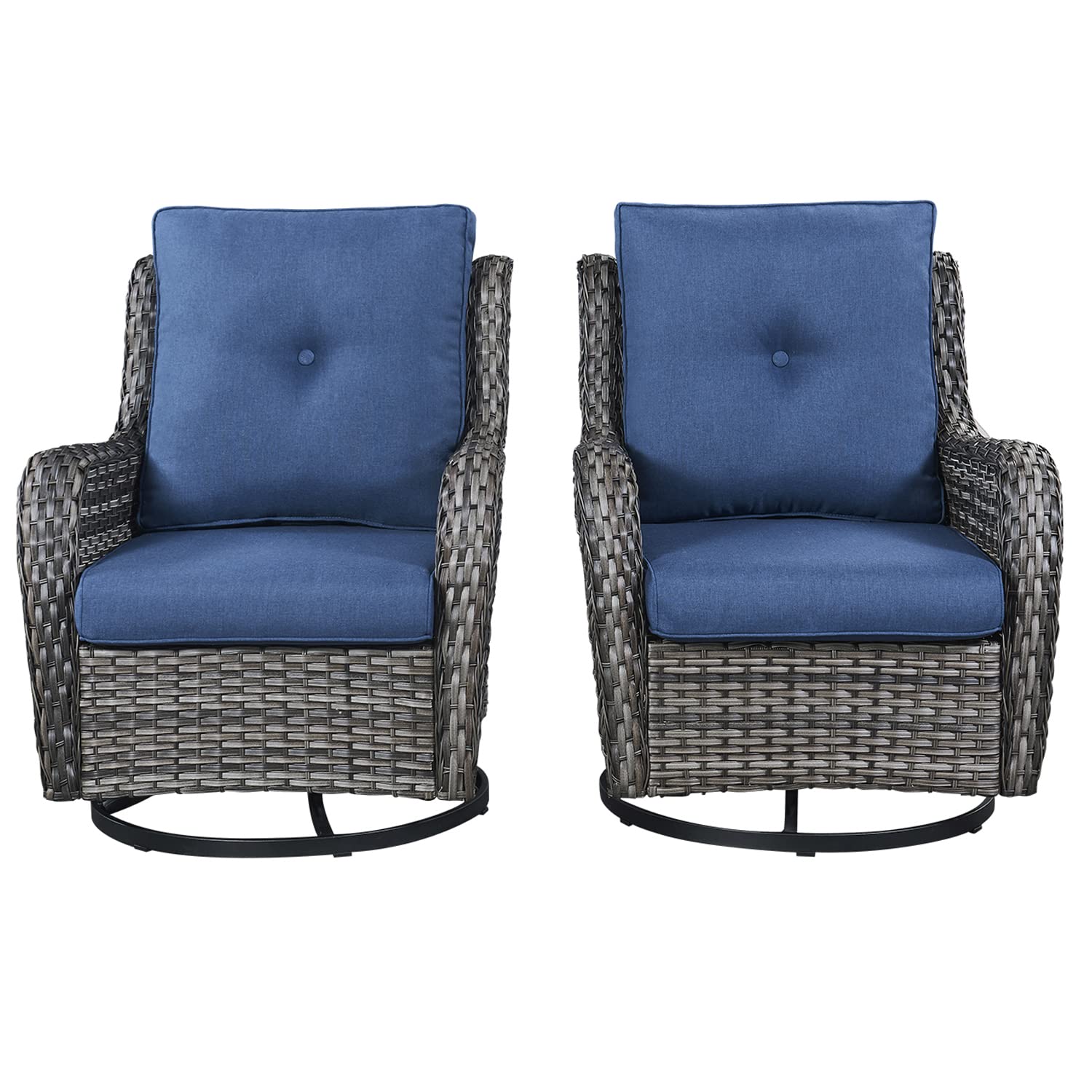 Rilyson Wicker Rocking Chair Swivel Chairs - 2 Piece Rocker Patio ...