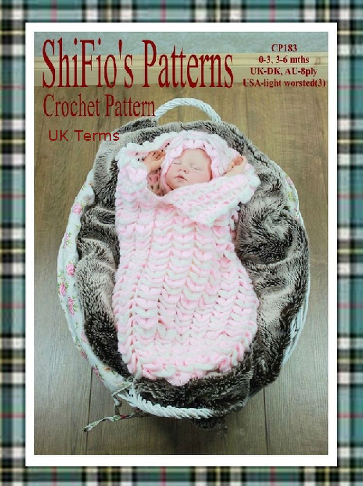 Amazon.com: Crochet Pattern - CP183 - Crocodile Papoose Cocoon - 0 ...