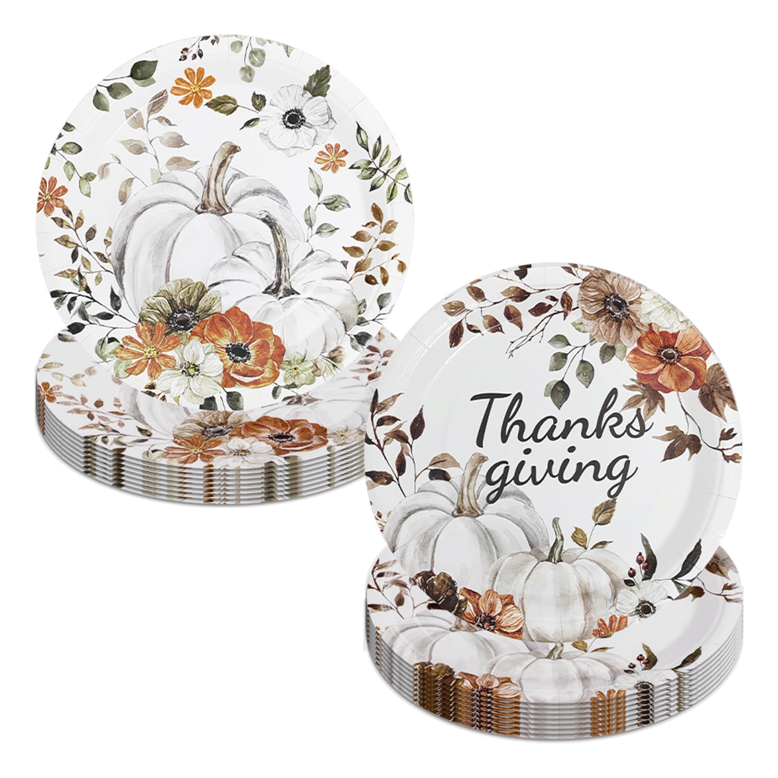 Amazon.com: YJOY 50Pcs Thanksgiving Paper Plates, 9-Inch Pumpkin ...