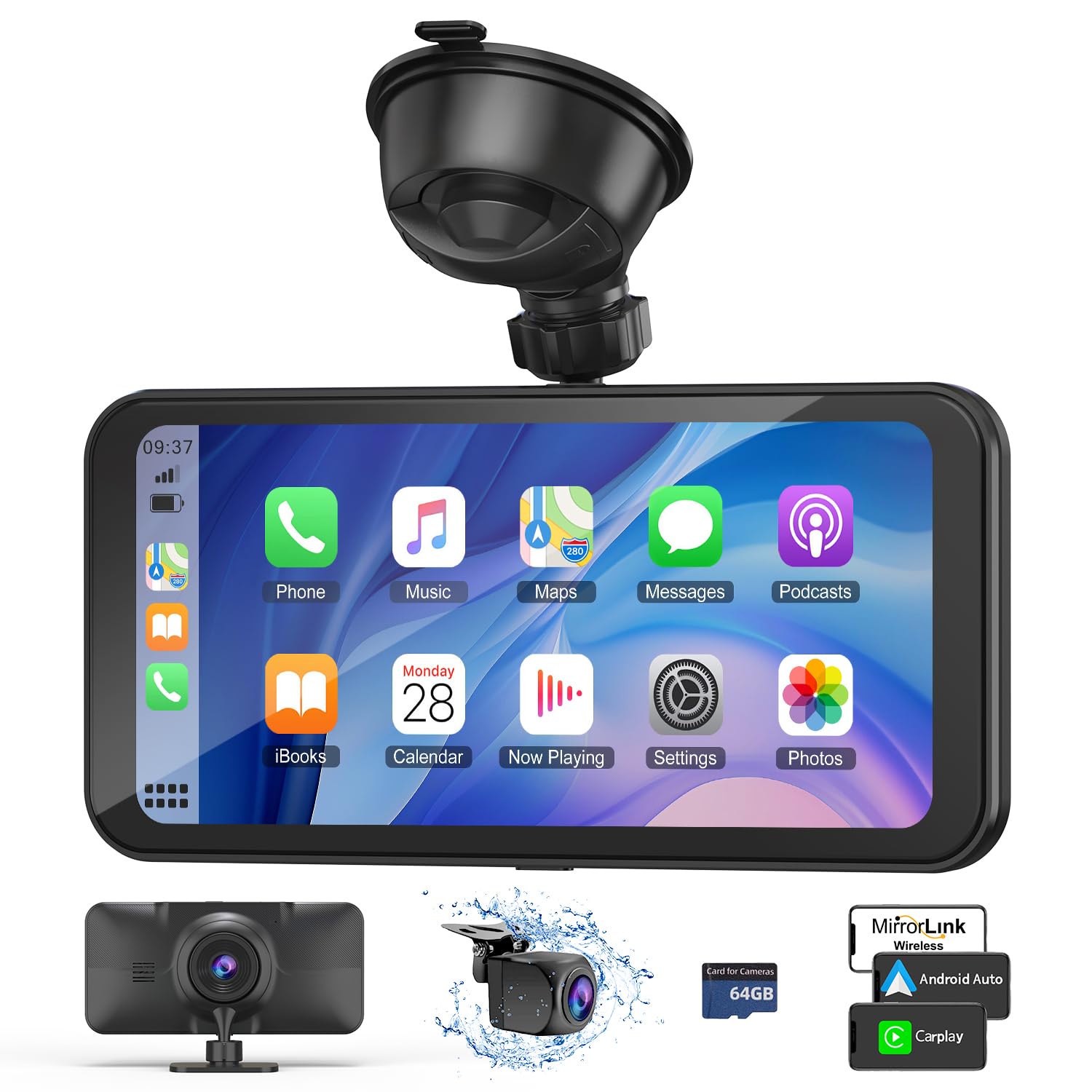Amazon.com: Wireless Car Play Screen with 4K Dashcam, 6.25 Inch ...