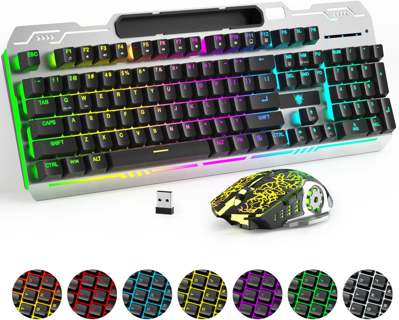 Amazon.com: Wireless RGB Gaming Keyboard and Mouse - Rechargeable RGB ...