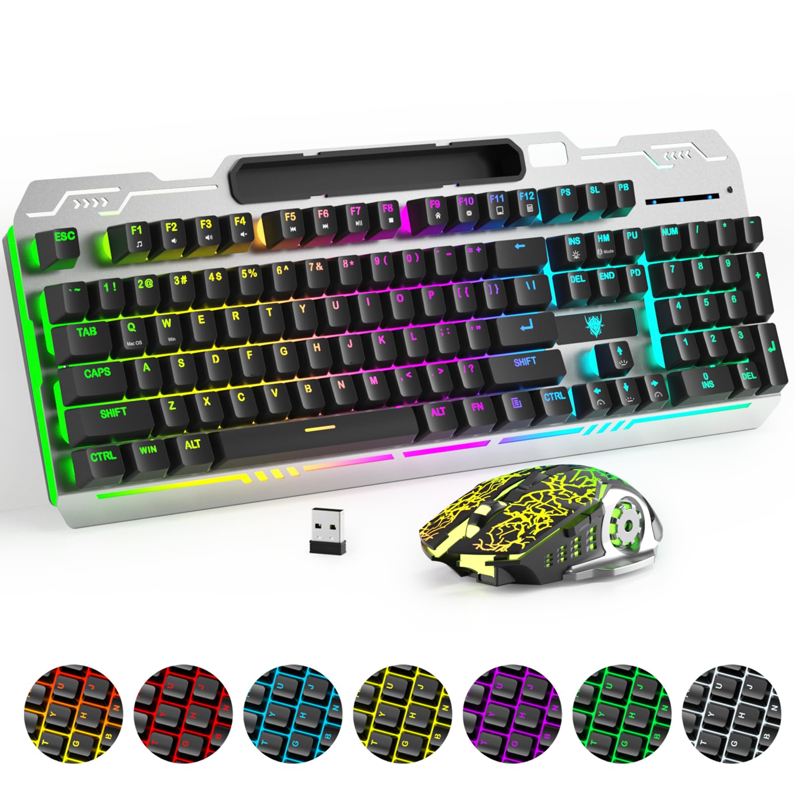 Amazon.com: Wireless Gaming Keyboard and Mouse Combo, RGB Backlit ...