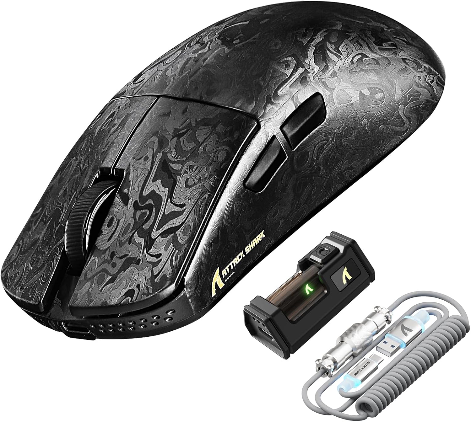 ATTACK SHARK R11 ULTRA Carbon Fiber Wireless Gaming Mouse with LED ...