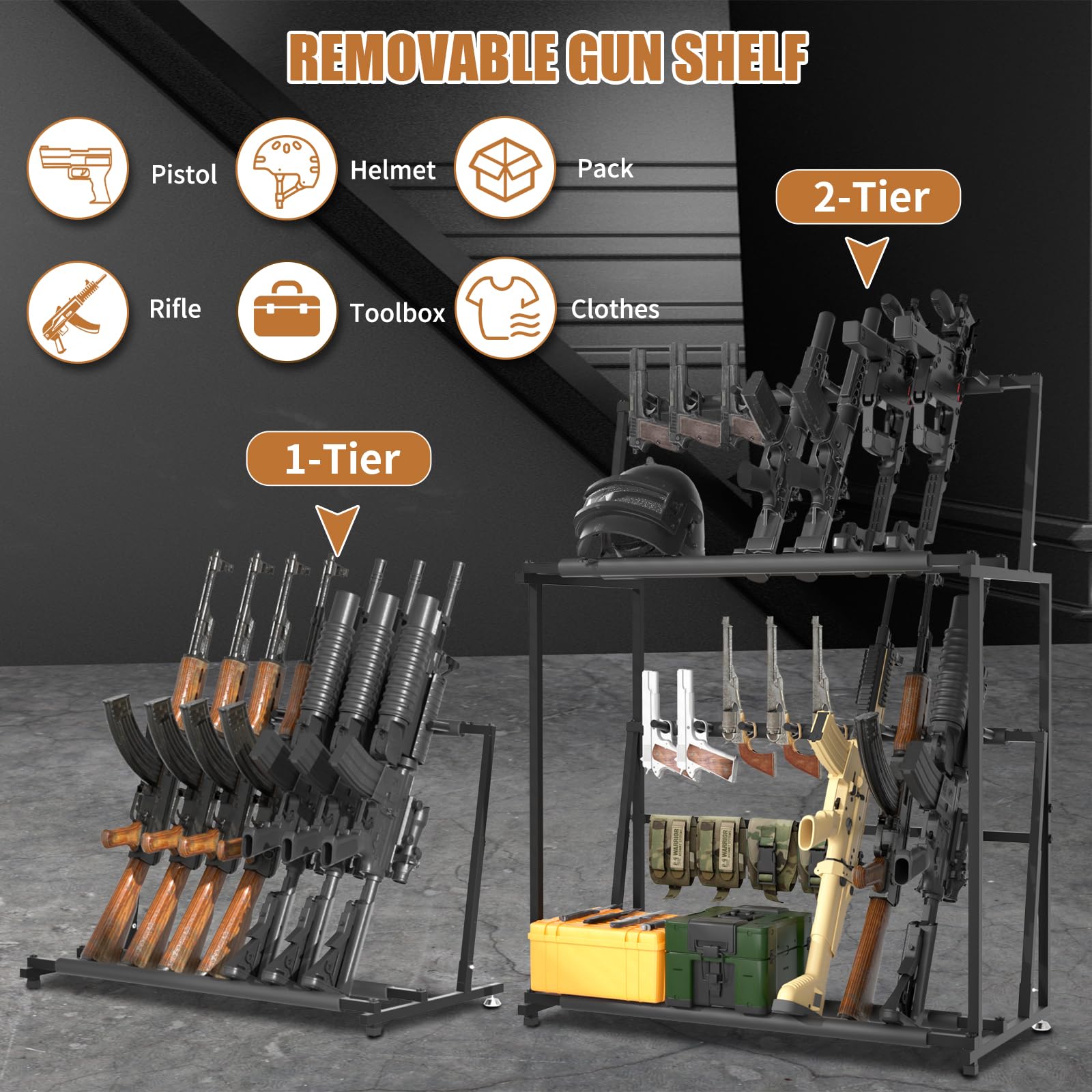 Snapklik.com : Multi Gun Rack, Folding 14 Gun Standing Floor Gun ...