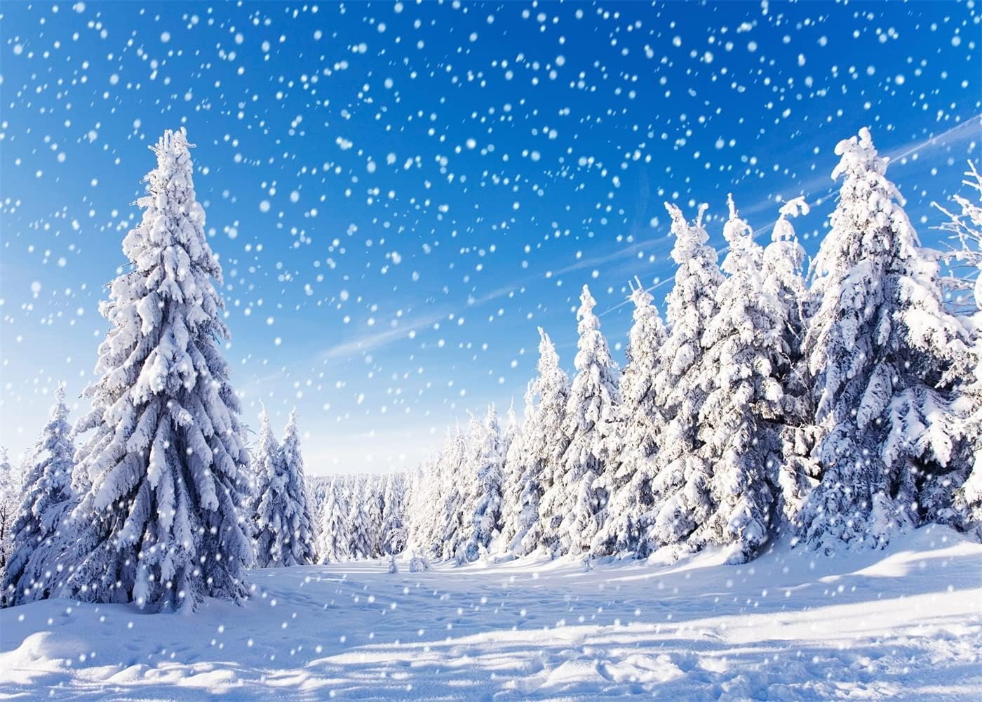Amazon.com : BELECO 7x5ft Fabric Winter Landscape Backdrop Snowfall ...