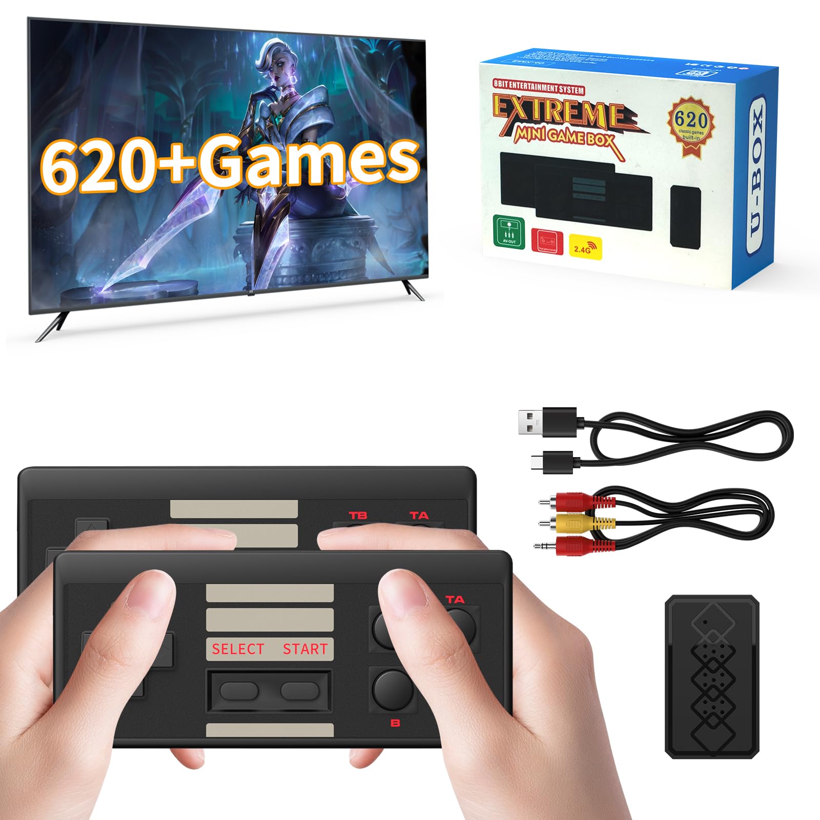 Snapklik.com : Wireless Retro Game Console, Built-in 620 Video Games Classic Mini Gaming Console