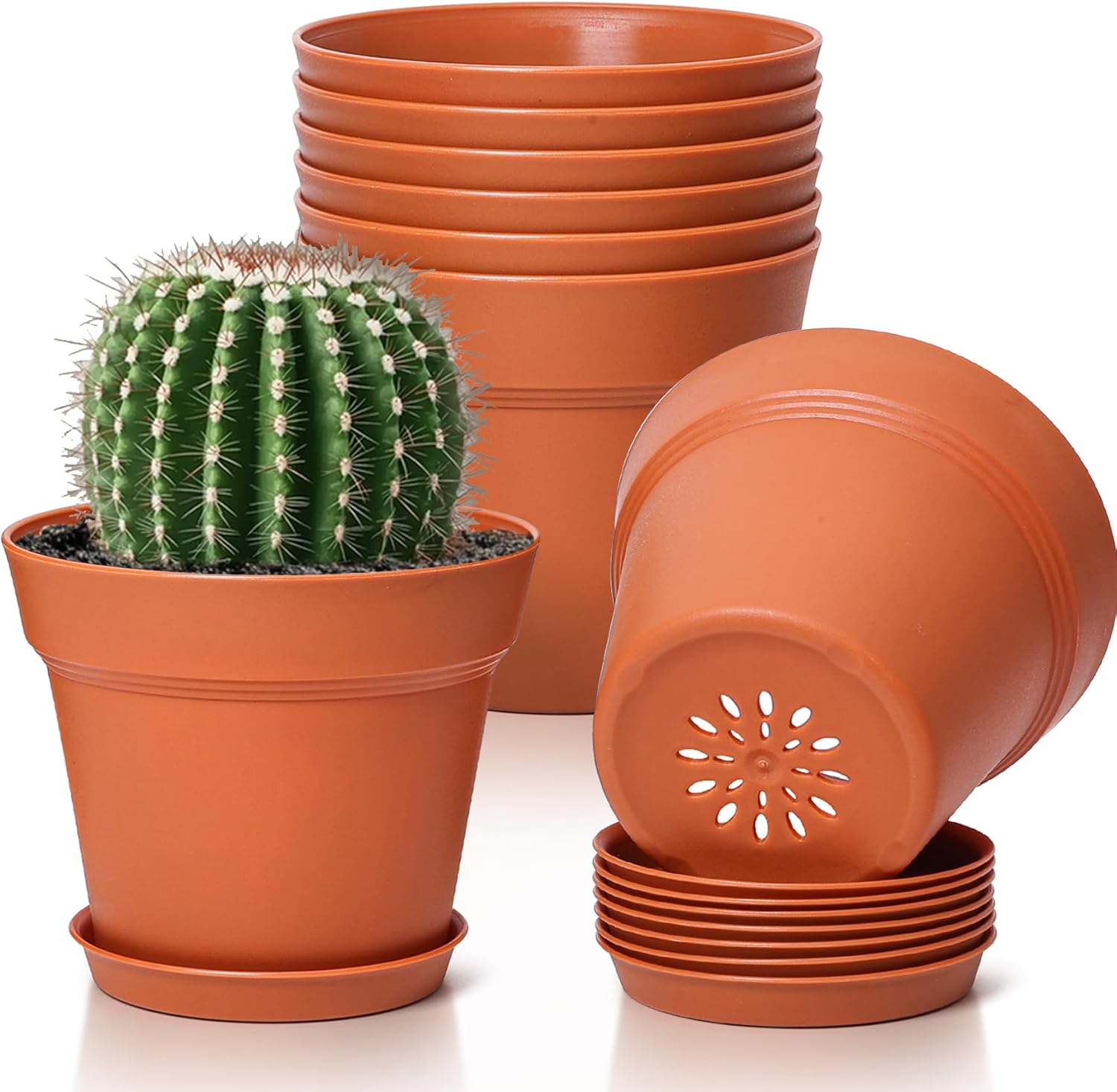 Amazon.com: T4U 4 Inch Plant Pots 8-Pack, Small Flower Pots with ...