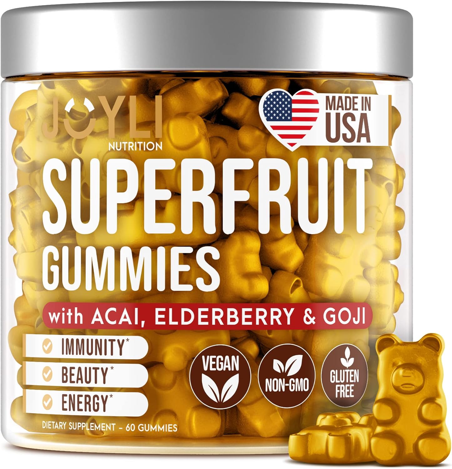 Amazon.com: JOYLI Superfruit Gummies - Goji & Elderberry Fruit ...