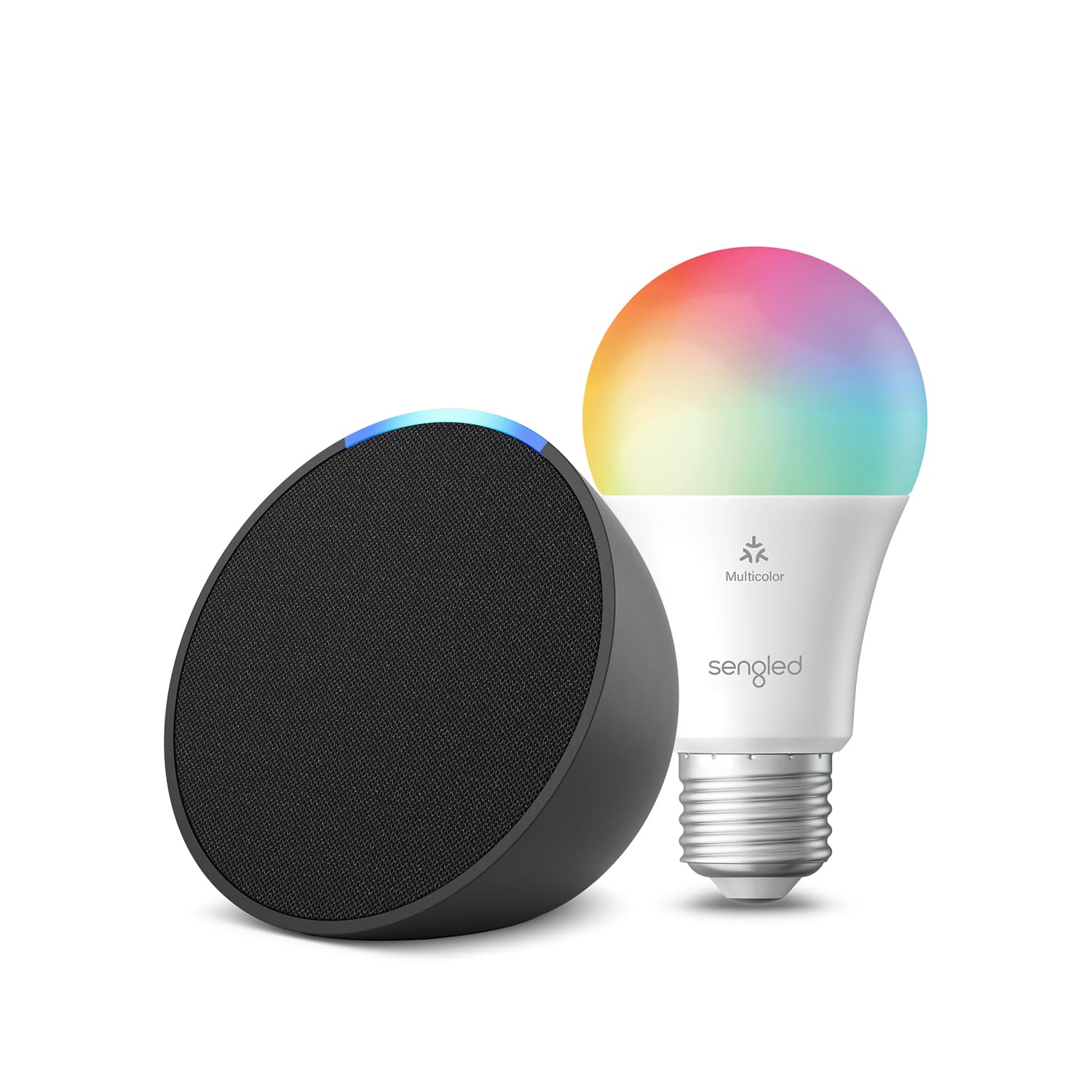 Echo Pop | Charcoal + Sengled LED Smart Light Bulb (E27), Works with ...
