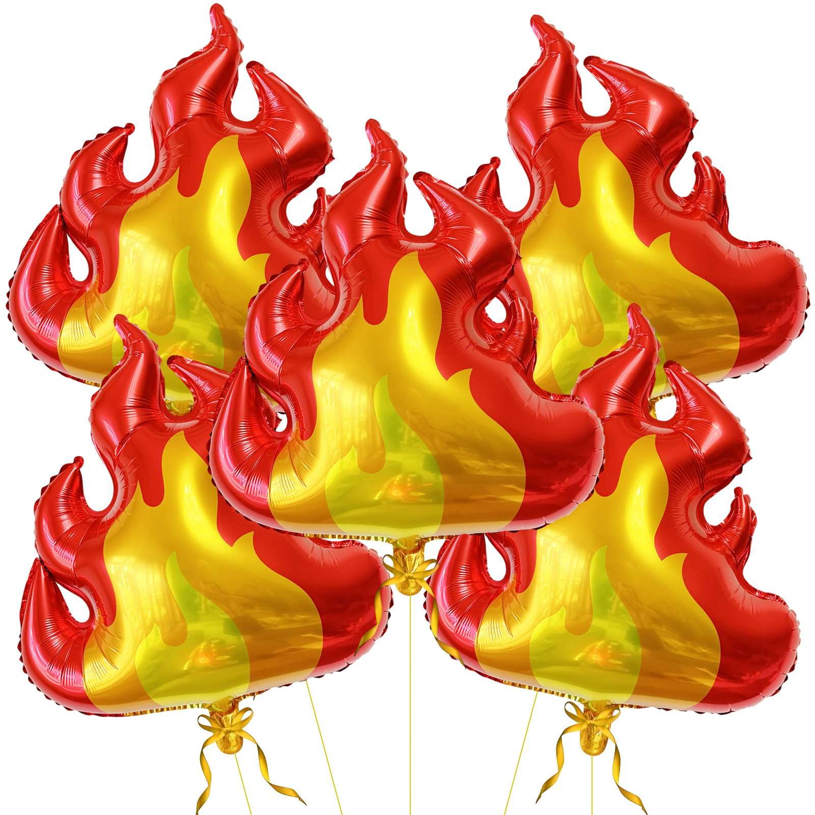 Amazon.com: 5 Pcs Fire Balloons Giant 30 Inch Red Flame Balloons Fire ...