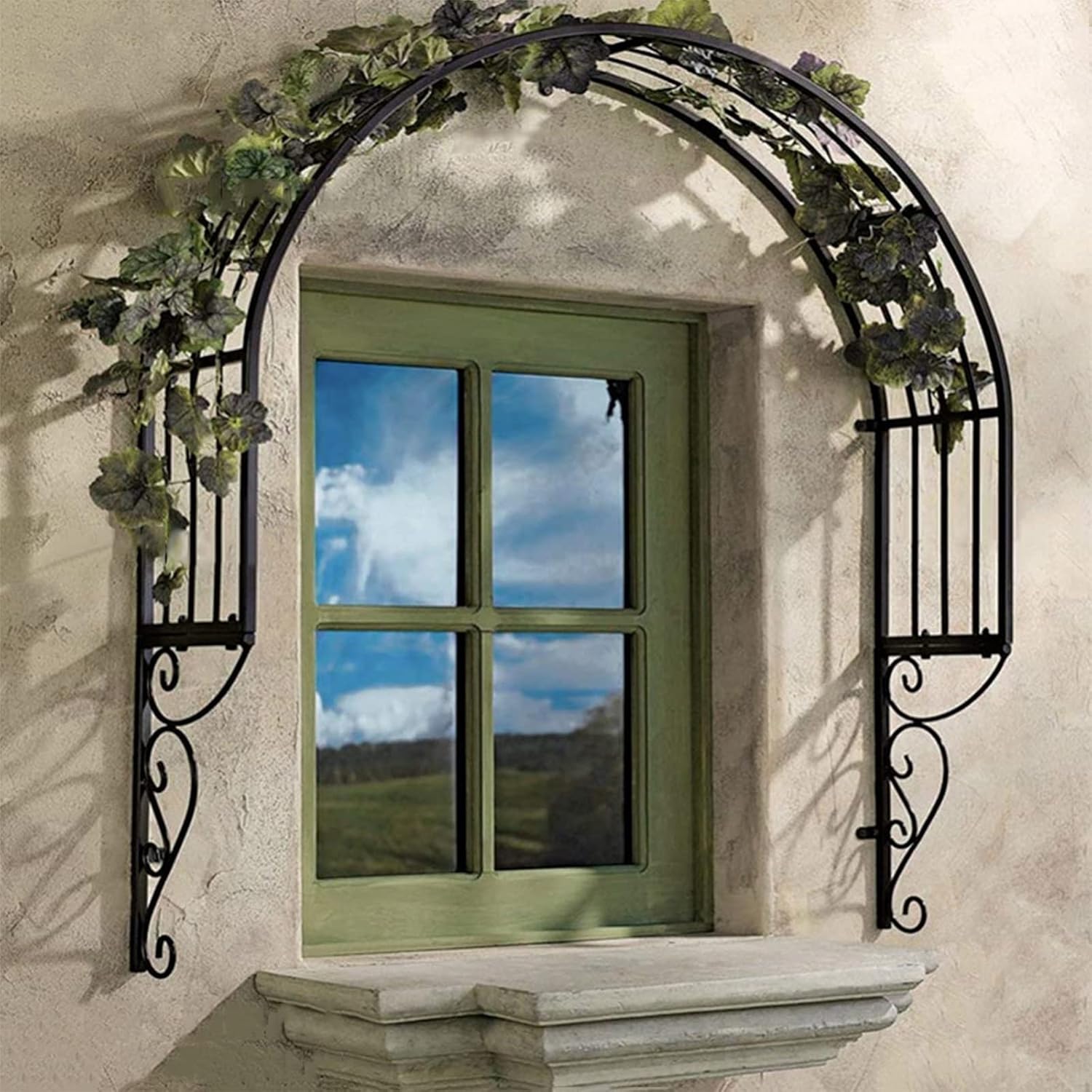 Amazon.com : Steel Garden Trellis Arch, Wall-Mounted Garden Arbor ...