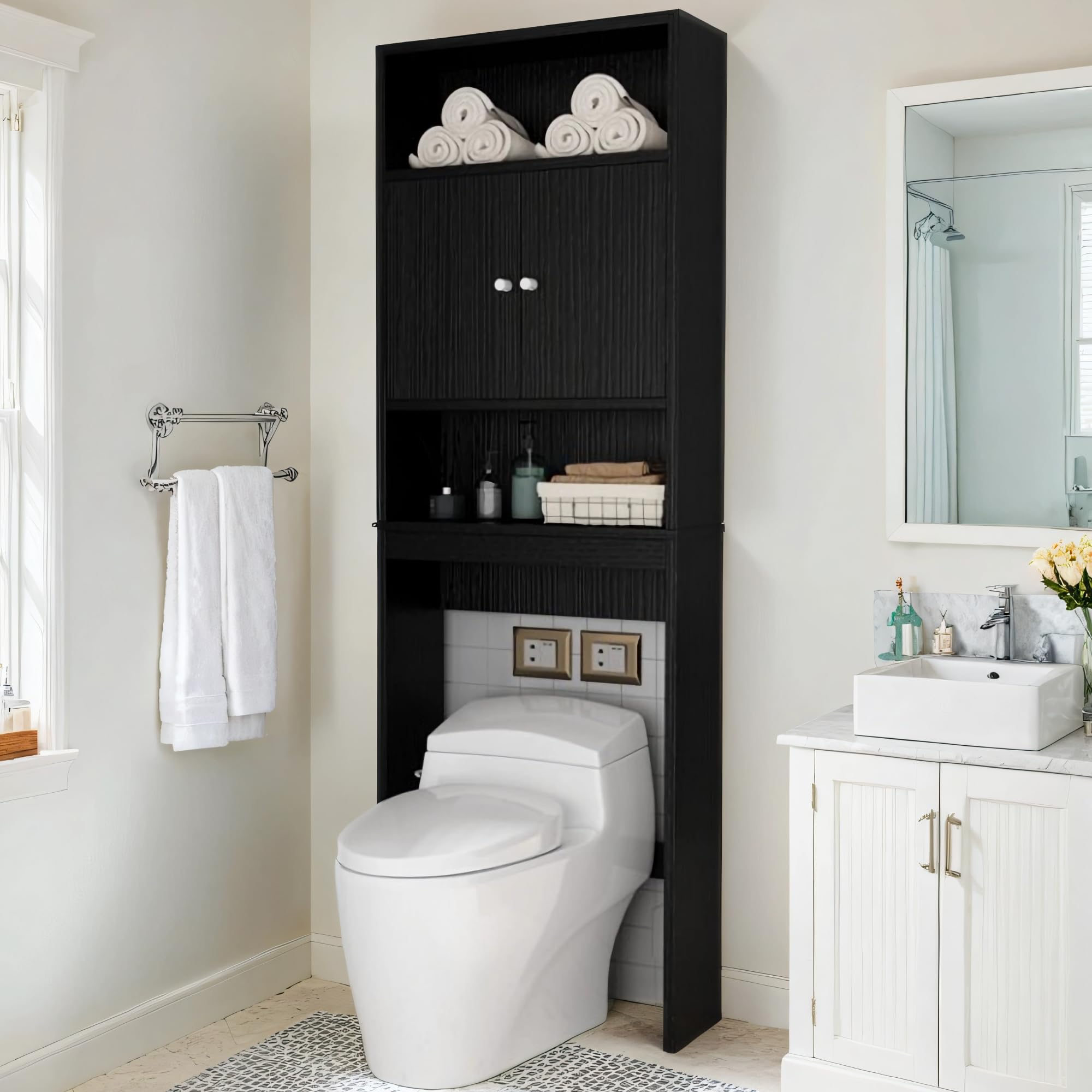 Amazon.com: Tydaris Over The Toilet Storage Cabinet - Wood Over Toilet ...