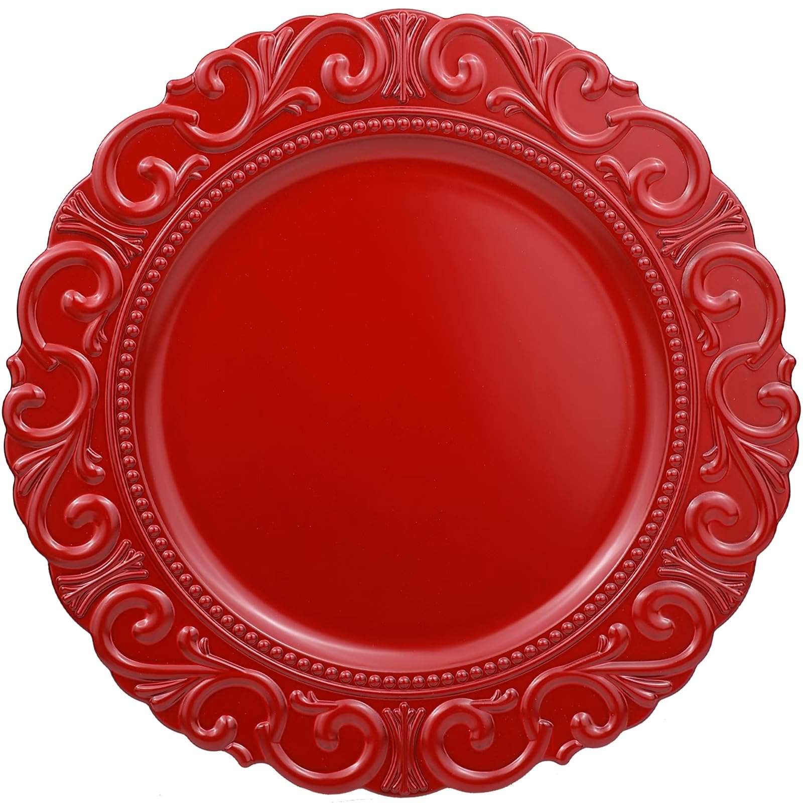 Spsyrine Red Charger Plates, 13 Inch Scalloped Chargers for Dinner ...