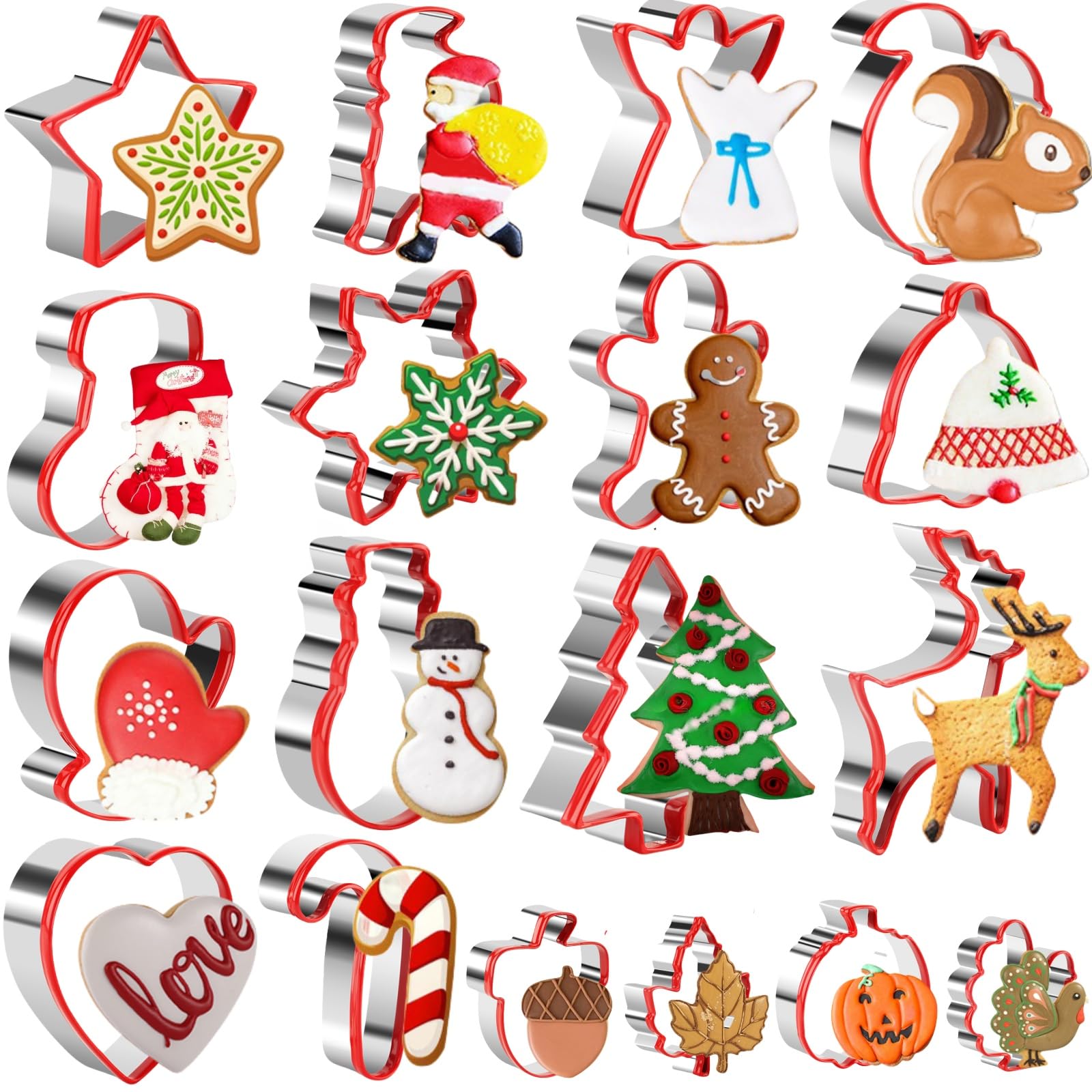 Amazon.com: 18 Pcs Christmas Cookie Cutters Set, Stainless Steel ...