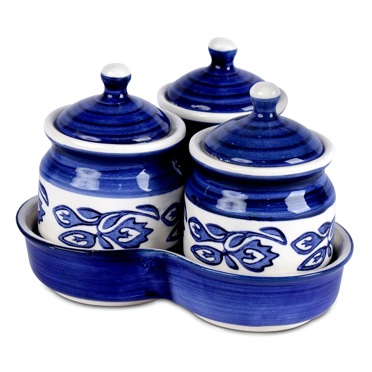 SB INTERNATIONAL Ceramic Jars with Lid and Holding Tray | Multipurpose ...