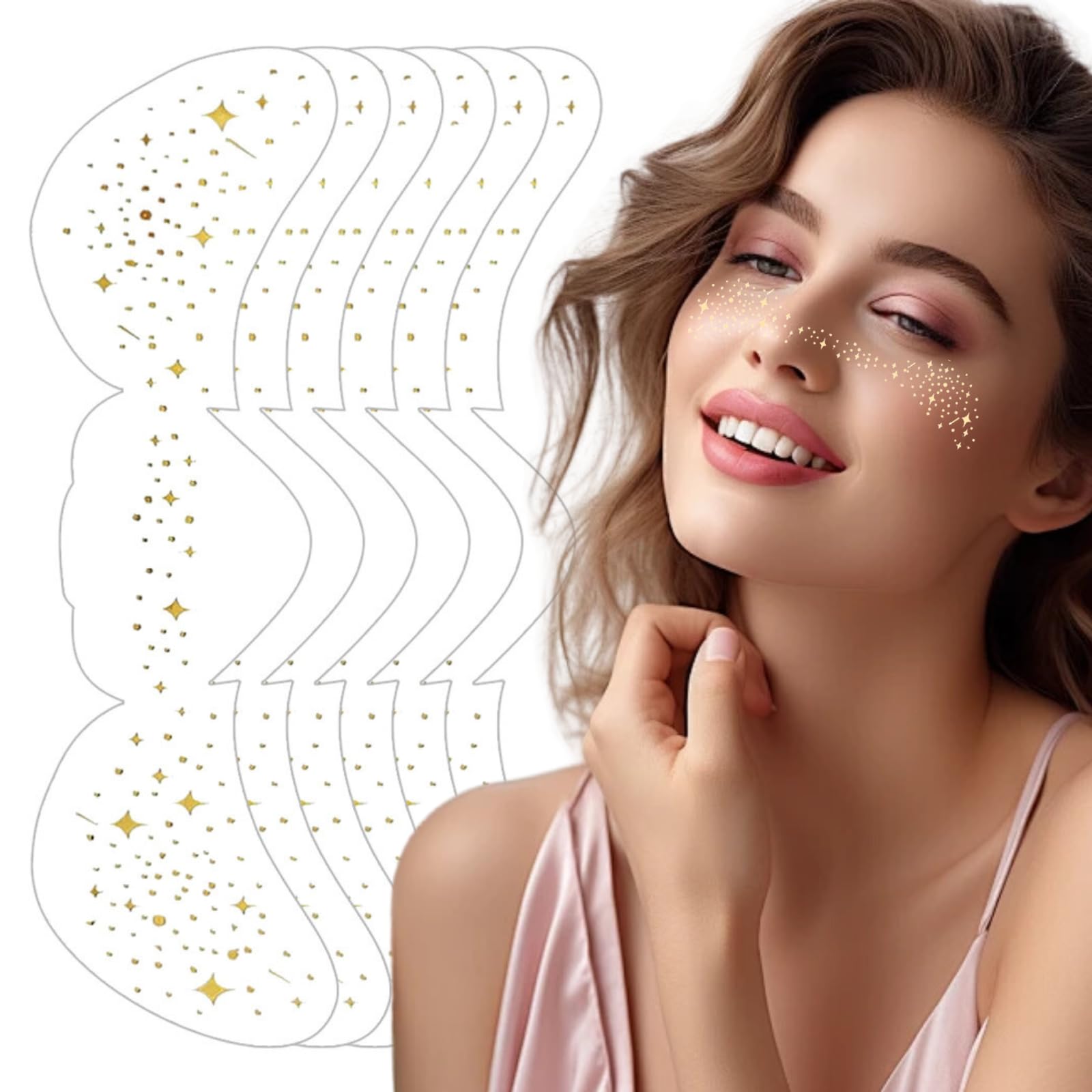 HERBENJOY Glitter Freckles Face Tattoo 6pcs Gold Face Glitter Freckles ...