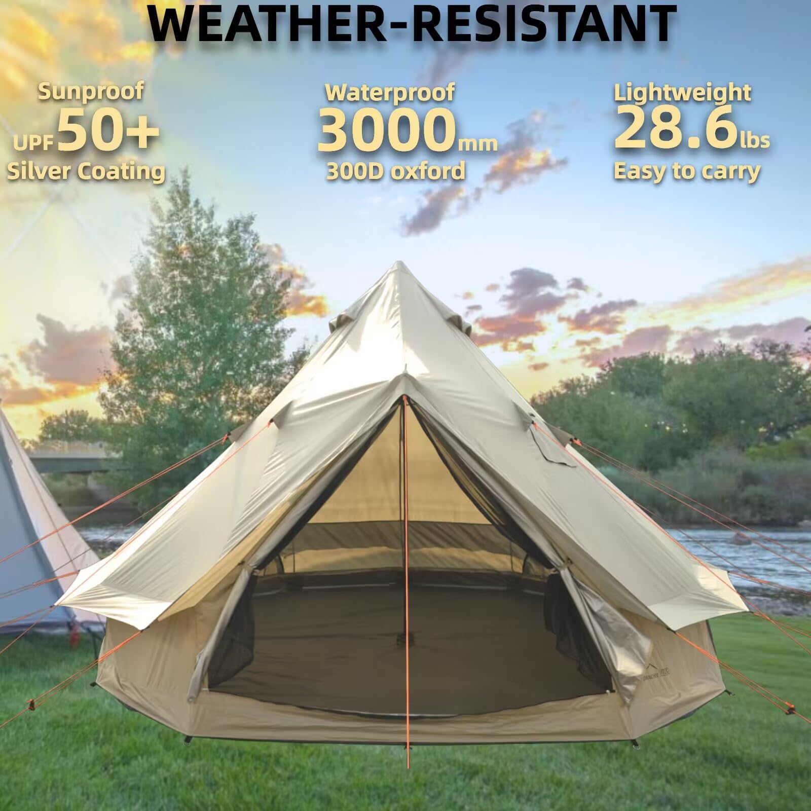 DANCHEL OUTDOOR B2 Portable Yurt Tent for Camping with Stove Jack, 4 ...