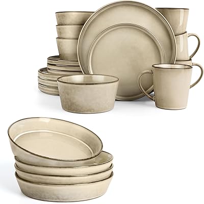 Amazon.com | vancasso 24 Pieces Dinnerware Sets Bonbon Beige Dish Set ...