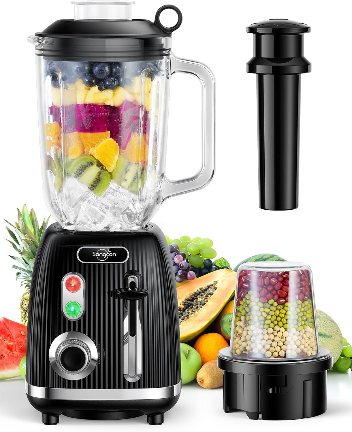 Amazon.com: Sangcon 800W Food Blender, 57oz Glass Jar, Detachable ...