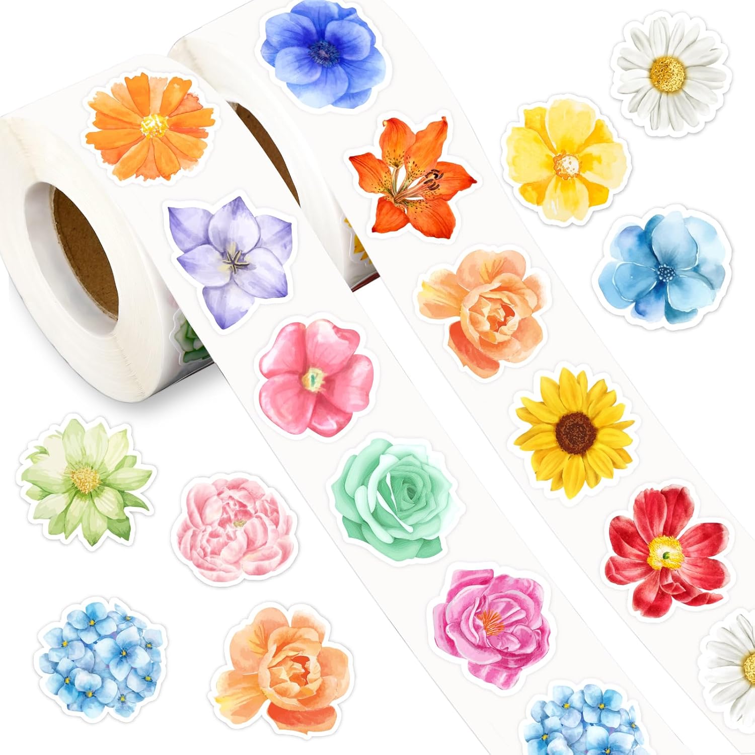 Amazon.com: Whaline 1400Pcs Watercolor Flower Stickers Realistic Floral ...