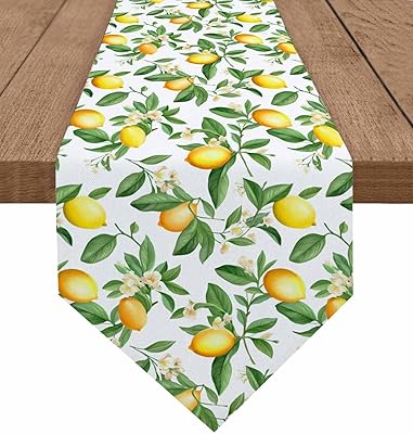 Amazon.com: WHOMEAF Capri Blue Lemon Table Runner Italy Tile Burlap ...