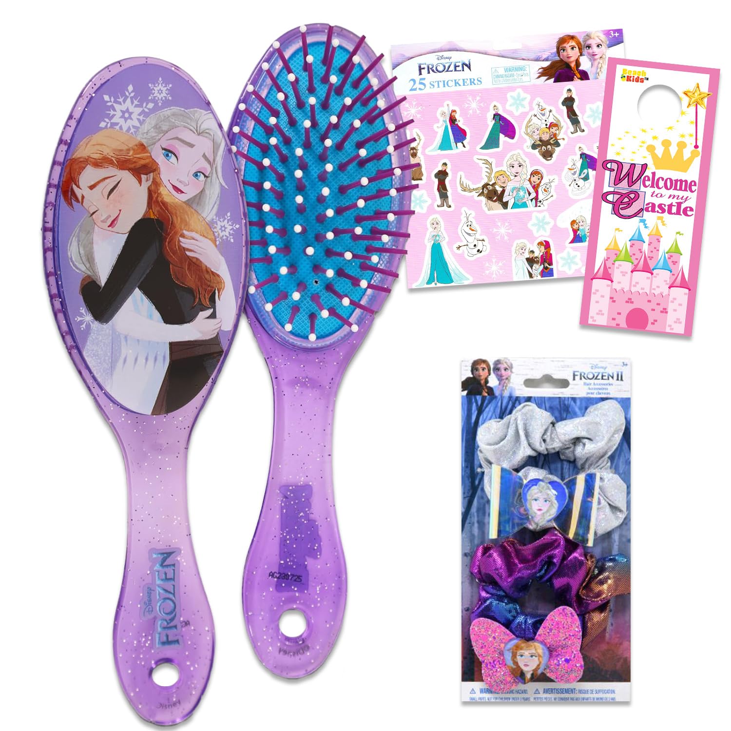 Amazon.com : Disney Frozen Hair Accessories Set - Clamshell Brush, 2 ...