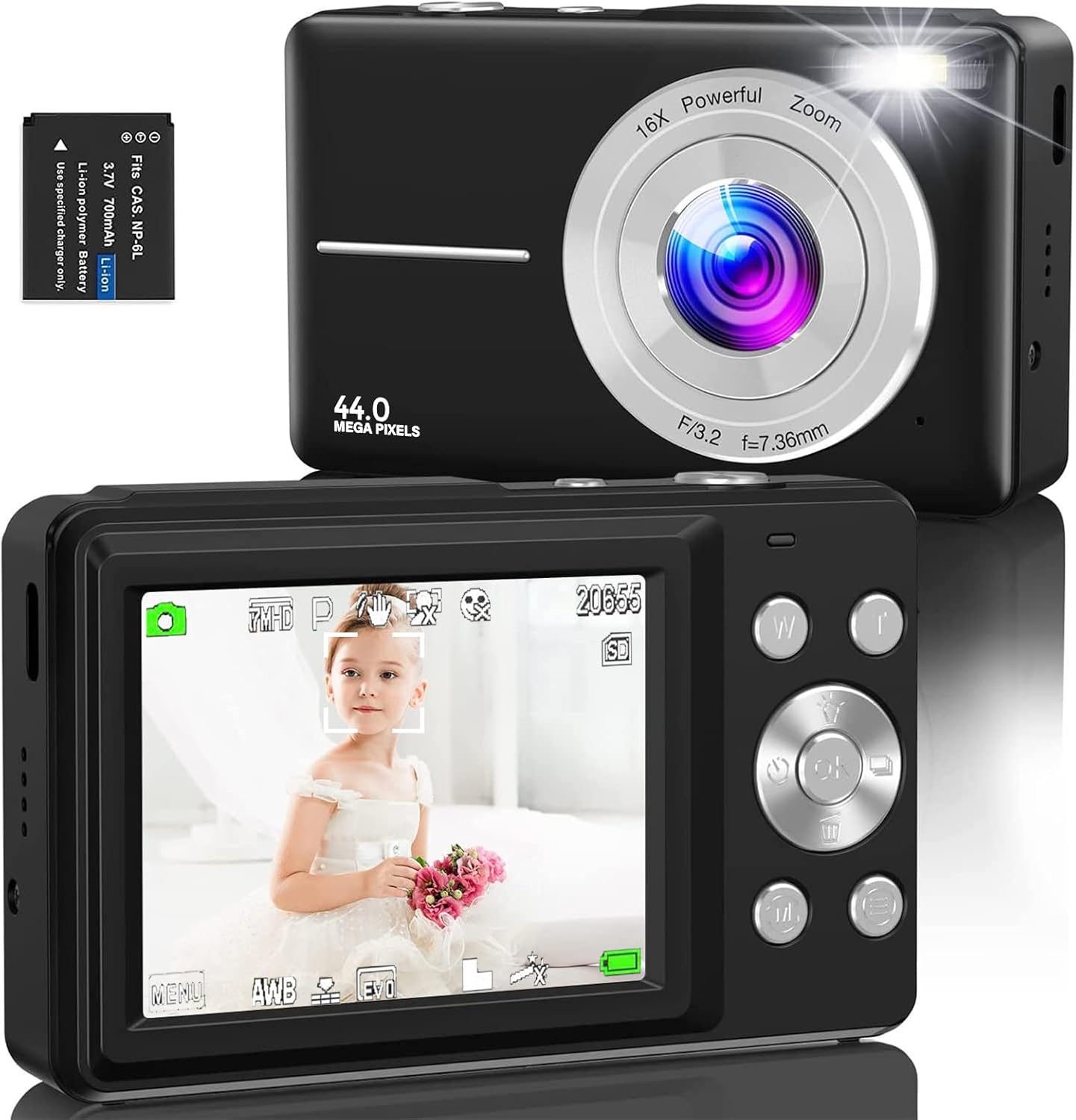 Digital Camera,Amdeurdi Vlogging Camera Rechargeable Digital Cameras ...