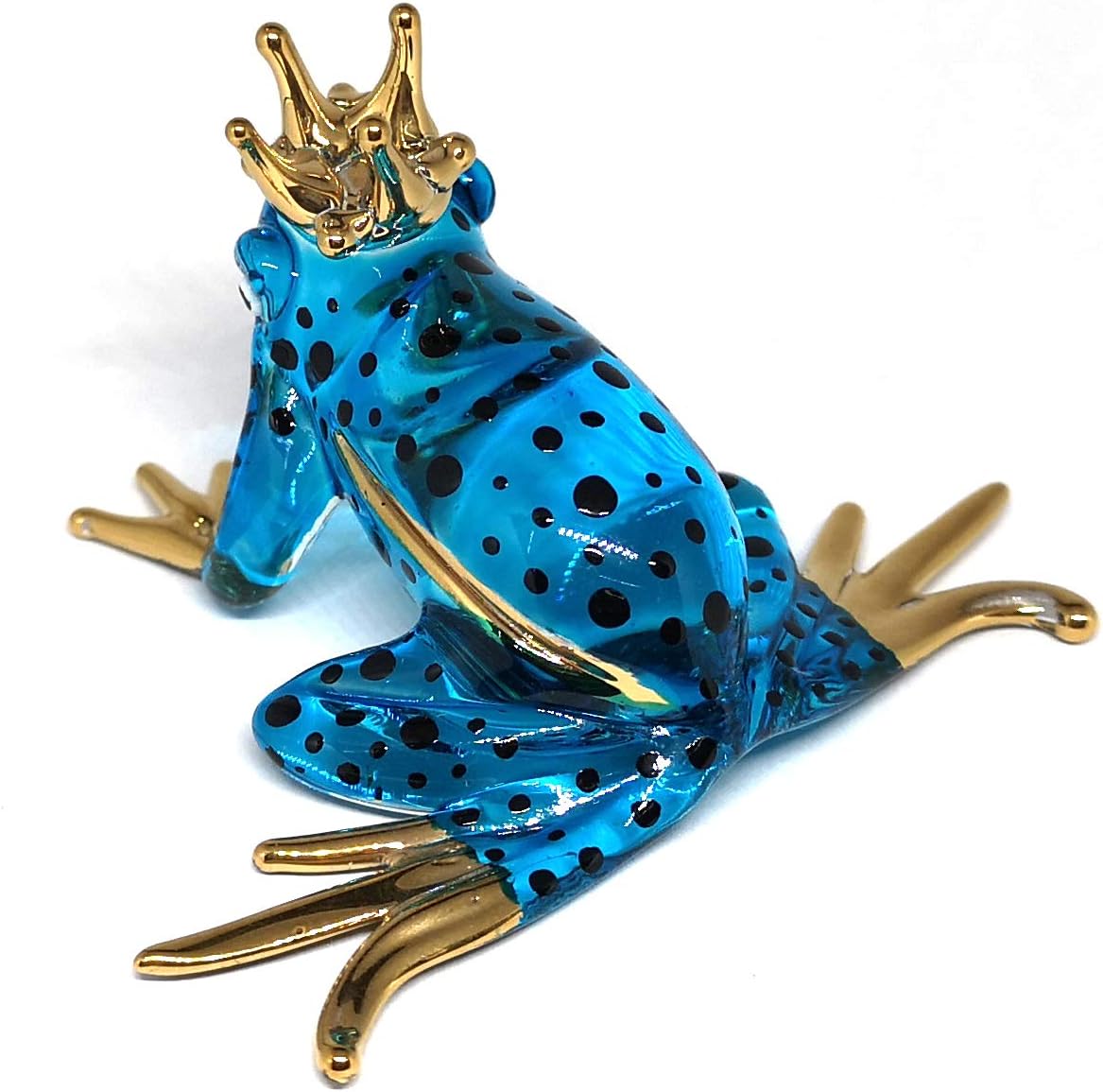 Amazon.com: Handmade Mini 2" Glass Blue Frog Figurines Blown Glass Art ...