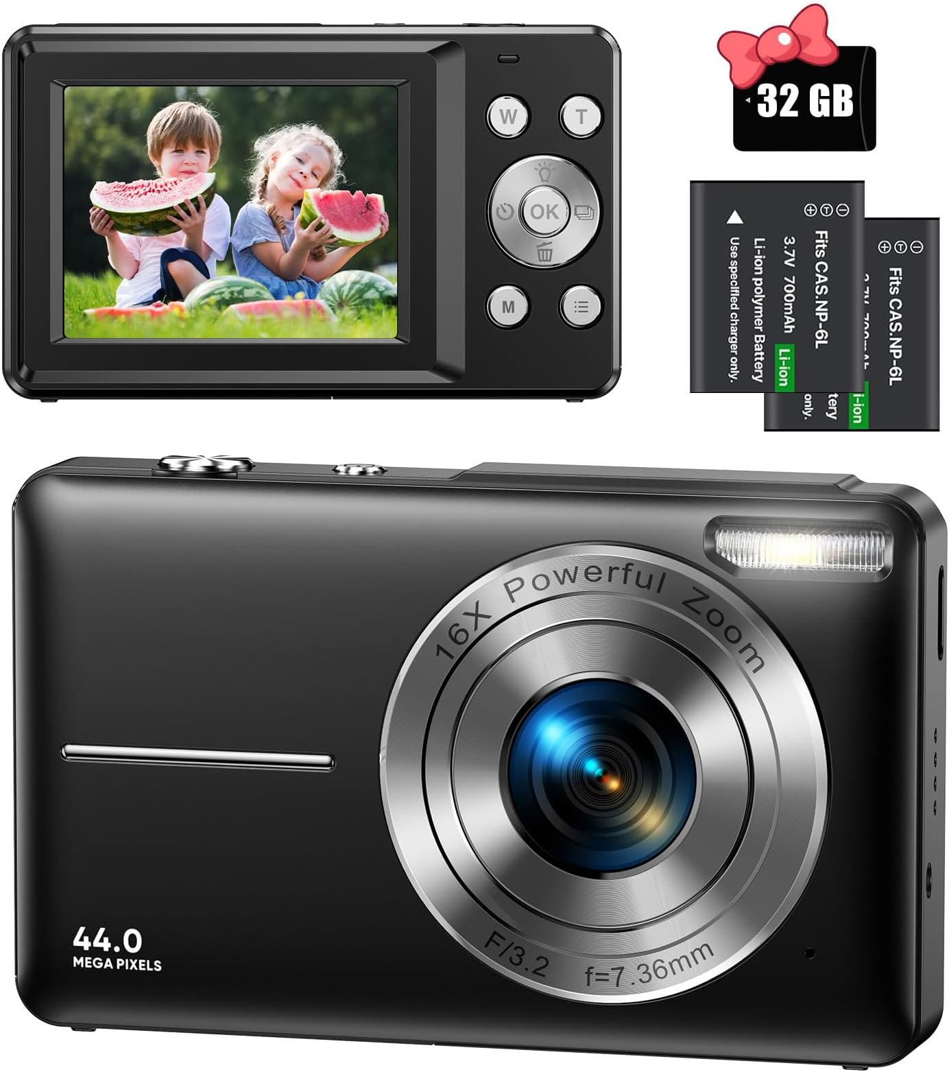 Appareil Photo Numérique Compact - 1080P HD 44MP Caméra avec Carte 32Go ...