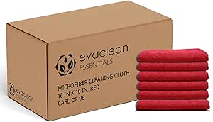 Amazon.com: EvaClean Essentials Premium Microfiber Cleaning Cloth 16"x16" - Reusable, Washable ...