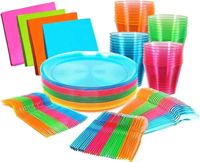 Amazon.com: Kedudes Neon Glow Party Supplies, Serves 32 - Hard Plastic ...