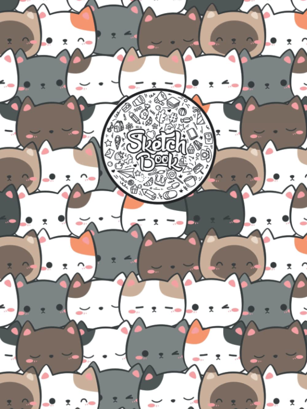 Sketchbook: Blank Paper Pad Notebook With Cute Kawaii Cat Cover Design ...