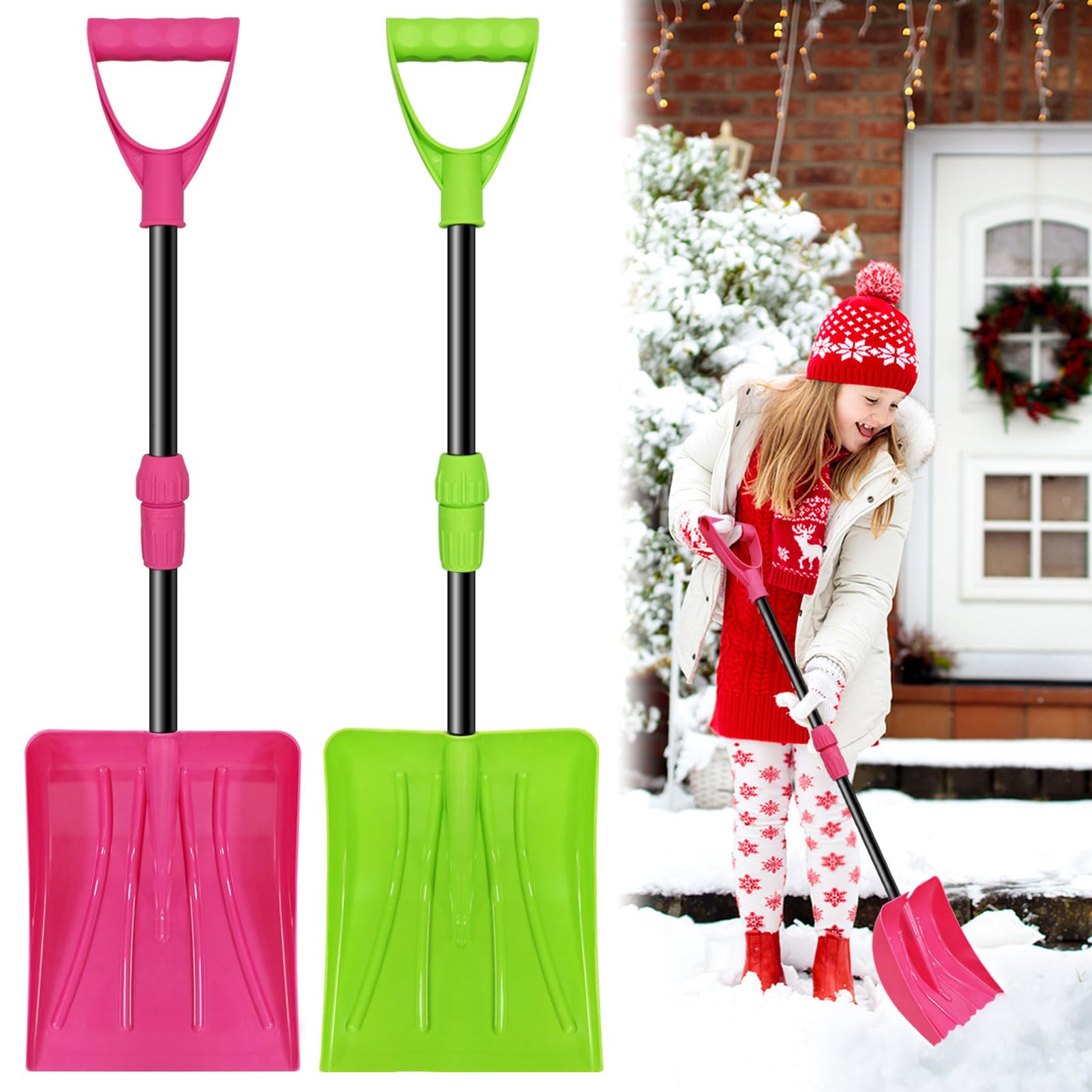 Amazon.com : 2 Pack Kids Winter Snow Shovel, Detachable Three-Part Rose ...