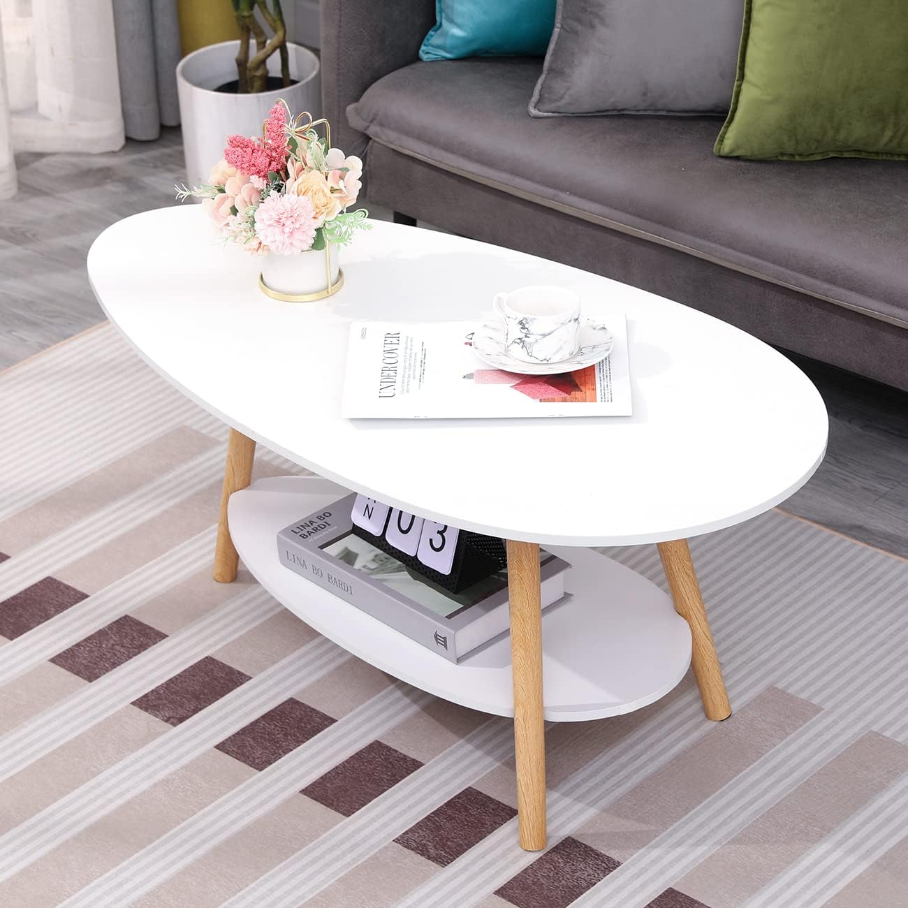 Amazon.com: Small Coffee Table, Modern Coffee Table Small White Coffee ...