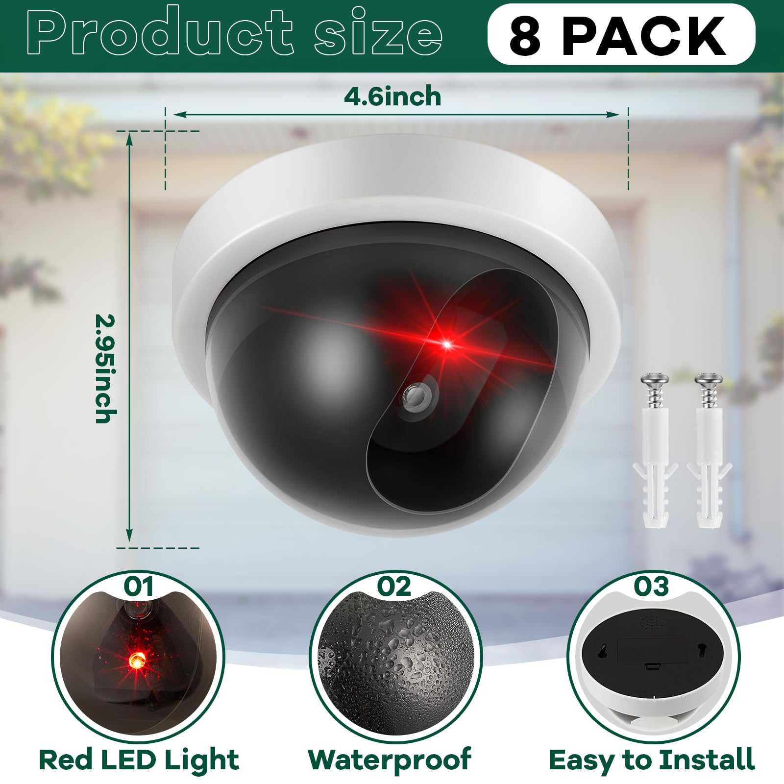 Kanayu 8 Pack Dummy Fake Camera CCTV Dome Fake Security Camera with ...