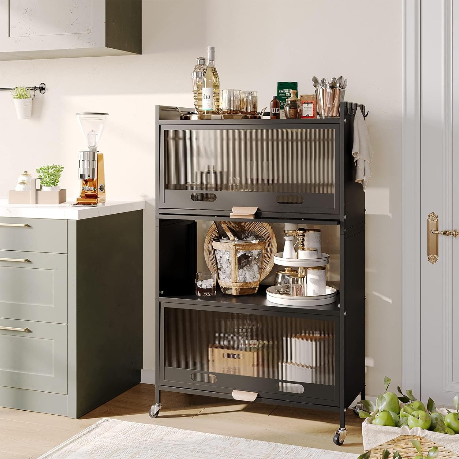 NETEL Bakers Rack,4 Tier Kitchen Shelf Unit, Kitchen Storage Cabinet ...