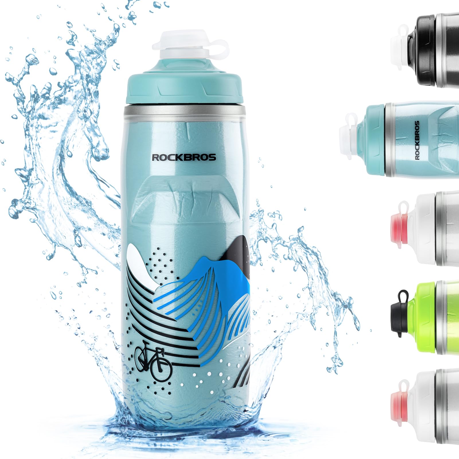 ROCKBROS Bike Water Bottle 21oz Bicycle Water Bottle for 5hrs ...