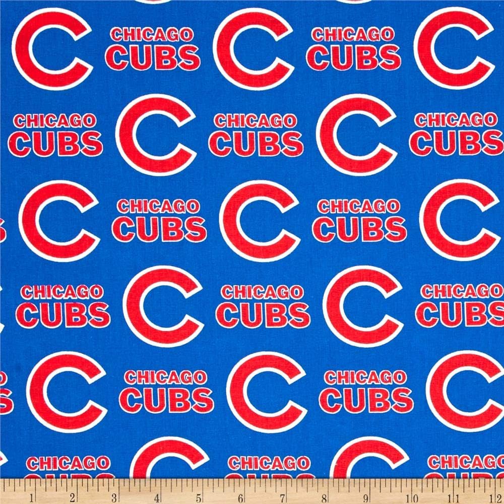 Amazon.com: MLB Cotton Broadcloth Chicago Cubs Blue/Red, Fabric by the ...