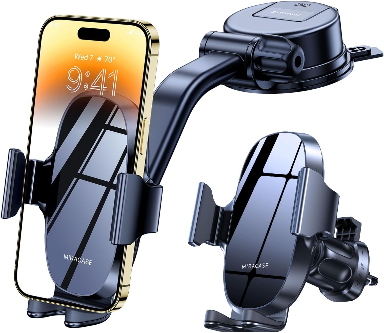 Miracase 3 in 1 Cell Phone Holder for Car, [Strong Suction] Universal ...