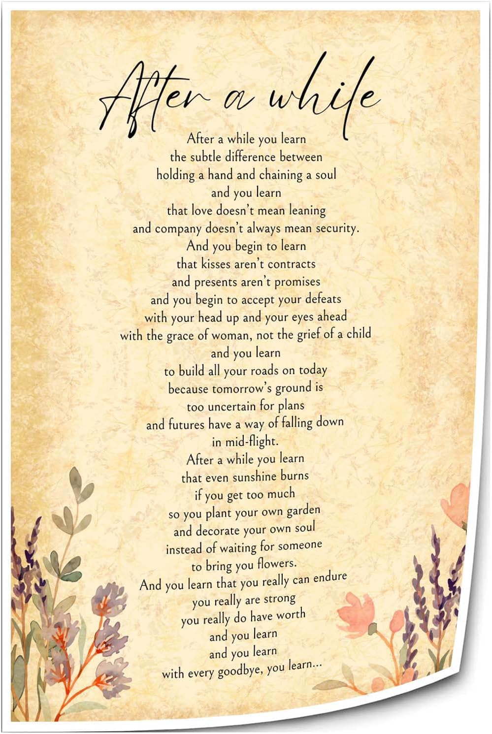 Amazon.com: Quwinty After A While Poem Poster Prints Inspirational ...