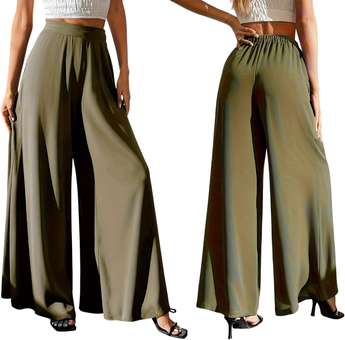 Lorvixea Chiffon Pants for Women,Women’s Chiffon Palazzo Pants,High ...