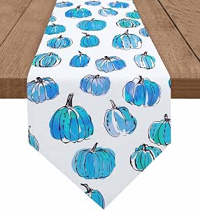 Amazon.com: Thanksgiving Blue Pumpkin Table Runner 13x60 Inches Long ...