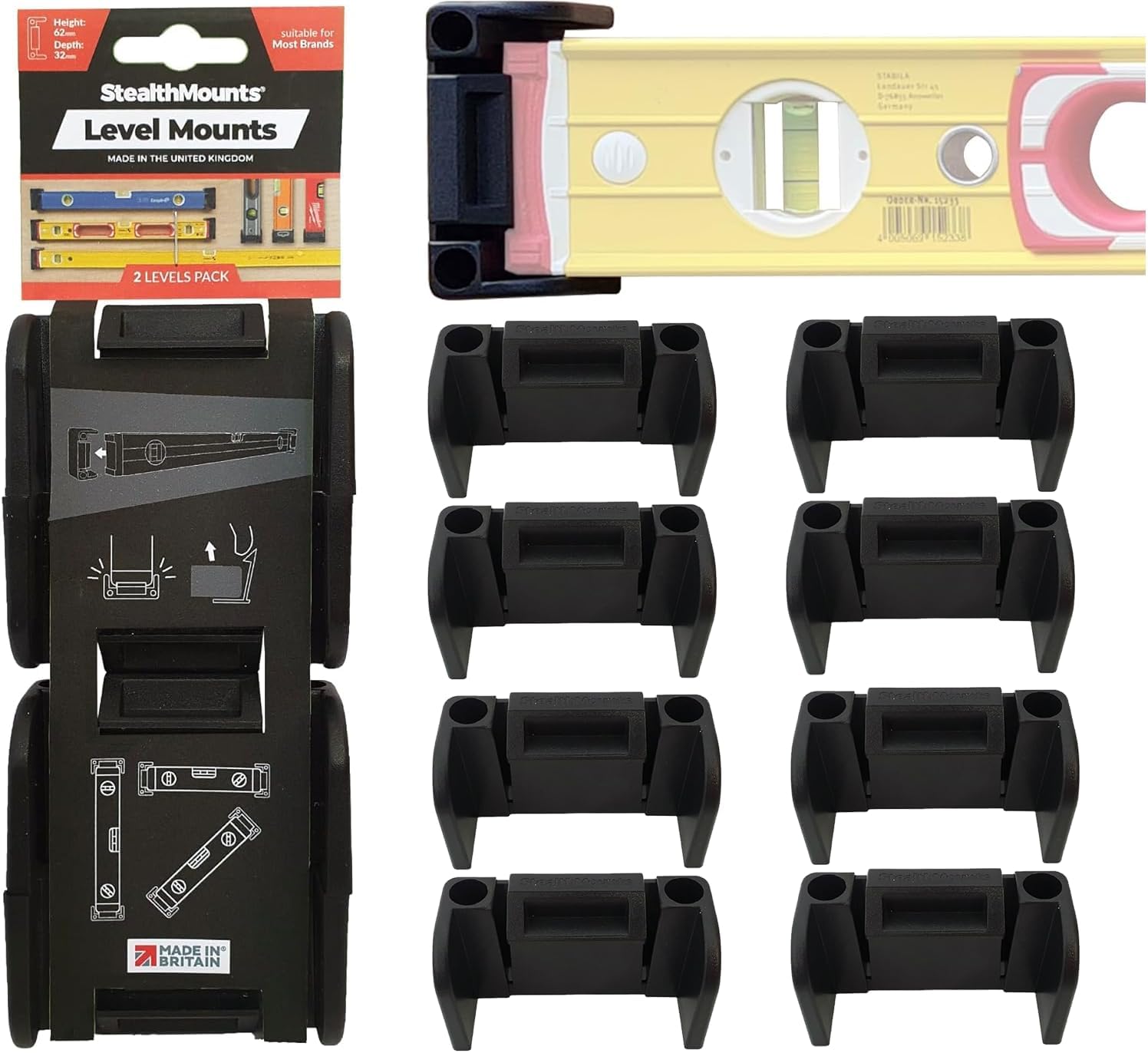 StealthMounts Universal Level Holder - 4 Pack | Locking Level Mounts ...