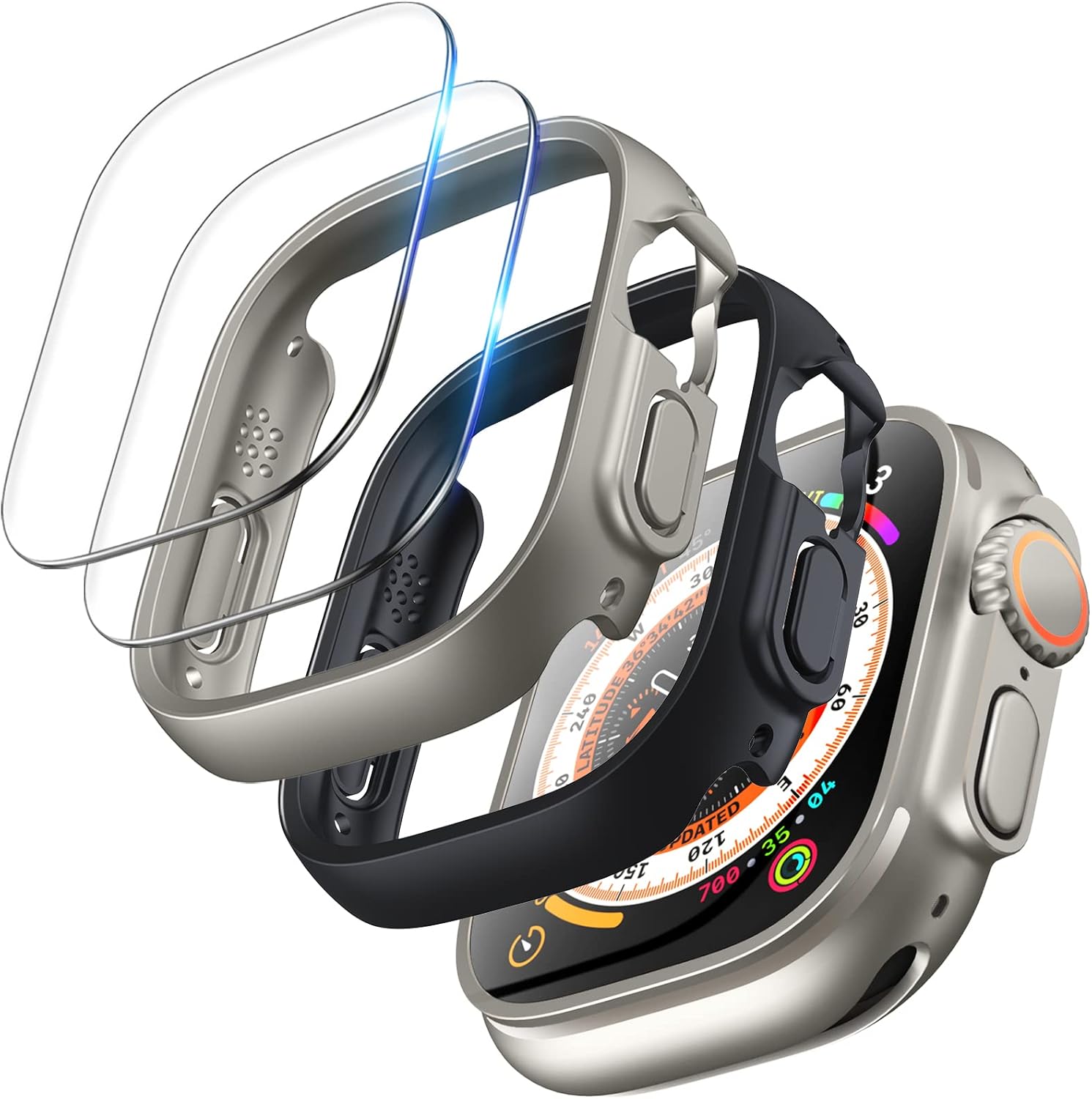 TOCOL 2+2 Stück Hülle für Apple Watch Ultra 49mm Case, 2 Stück iWatch ...