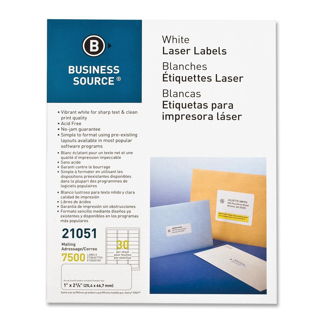 Amazon.com : Business Source 21051 Mailing Label, Laser, 1-Inch x2-5/8 ...
