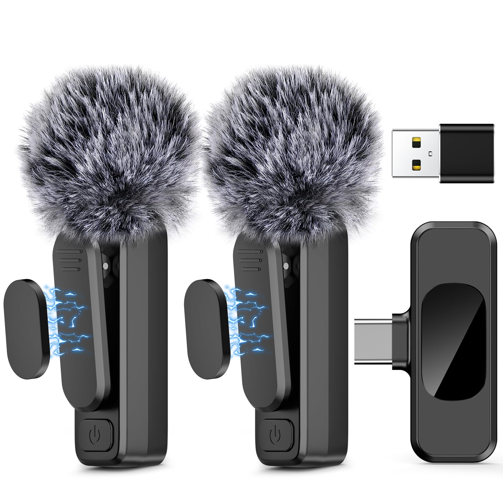 Amazon.com: USB C Wireless Lavalier Microphone for Type-C,Android Phone ...