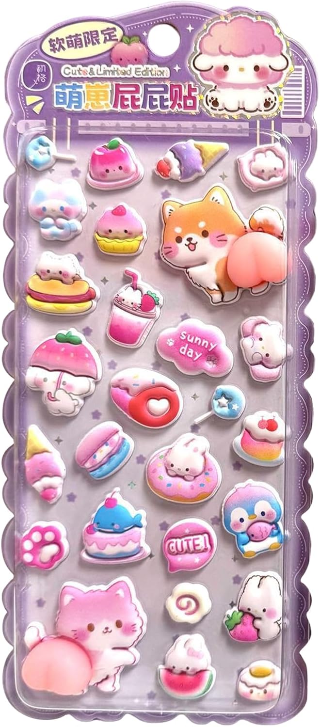 Amazon.com: Bubble Stickers, Fun 3D Cartoon Designs, 9.5x22x1cm, Kids ...