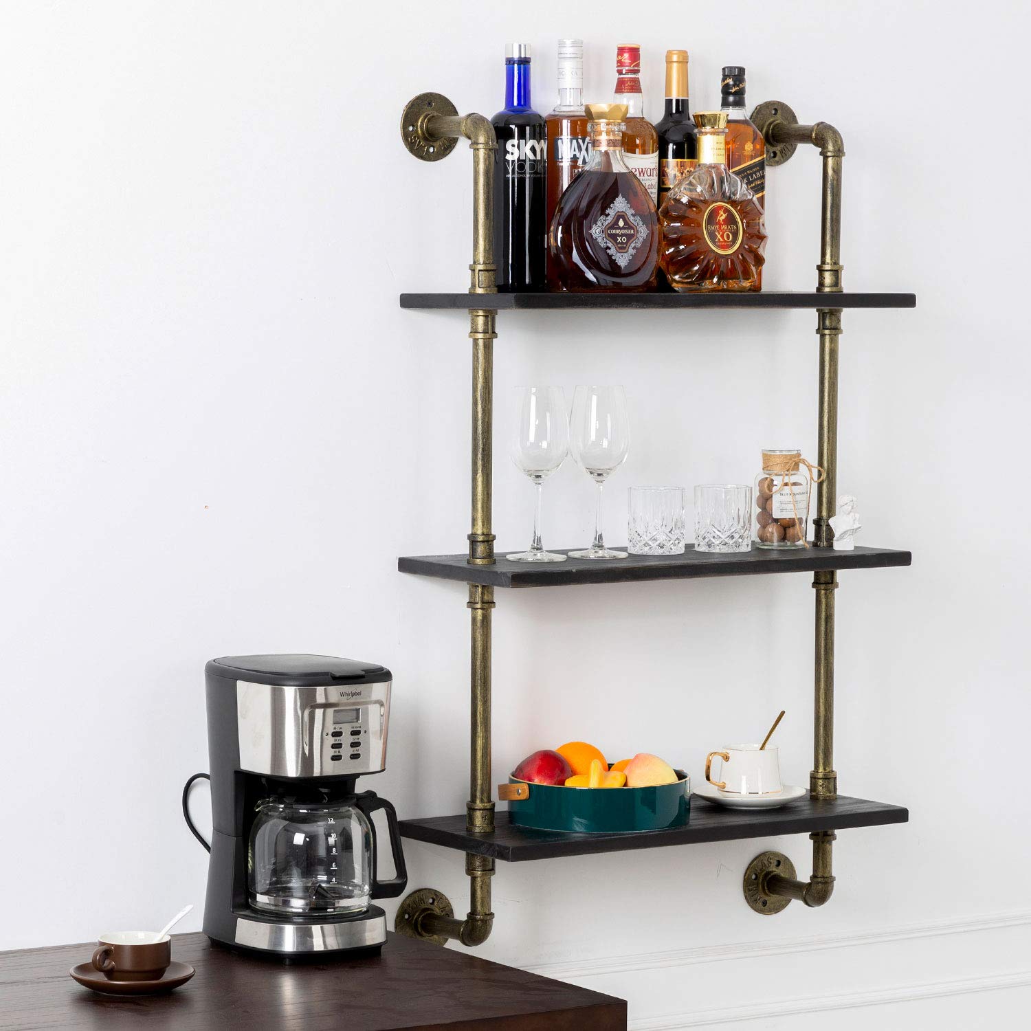 Buy ROGMARS Pipe Shelves with Wood ,Industrial Book Pipe Shelves ...